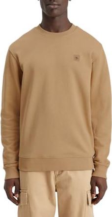 Scotch & Soda Sweat-Shirt à col Rond avec Logo Essential Badge pour Homme, Beige Clair, M