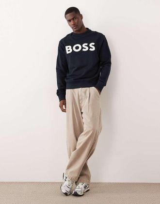 Boss Orange by Hugo Boss Hugo Boss - Sweat d&eacute;contract&eacute; &agrave; logo imprim&eacute; - Bleu fonc&eacute;