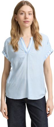 Tom Tailor Damen 1047177 Loose Fit Bluse mit Streifenmuster, 38211-Blue Offwhite Stripe, 46