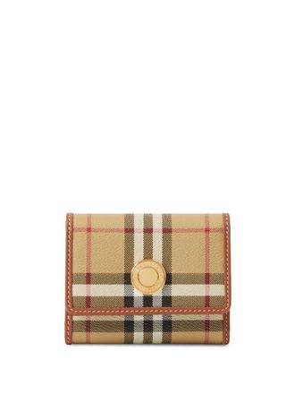 Burberry petit portefeuille &agrave; motif Vintage Check - Tons neutres