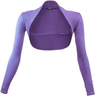 Glamexx24 Boléro élégant à manches longues pour femme - Veste boléro élégante - Veste courte - Cardigan léger pour les festivités, mauve, M taille courte