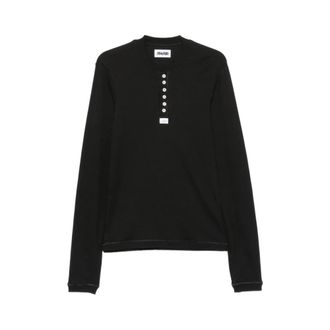 Magliano Rippstrick-Pullover mit Henley-Ausschnitt - - Tops - Herren - Schwarzk - L
