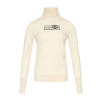 Maison Margiela Femme, Pulls, Blanc, Taille: 40 FR Pull Col Roulé en Laine Vierge