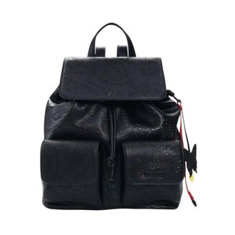 Desigual Rucksack mit Knopfverschluss und mehreren Taschen - - Bags - Damen - Schwarzk - ONE SIZE