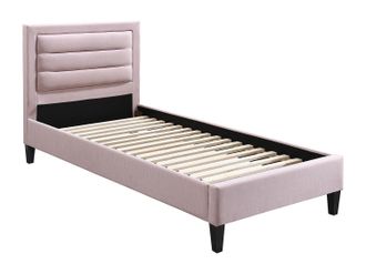 Vente-Unique Bett 90 x 190 cm mit gepolstertem Kopfteil - Rosa - MACHUPIO
