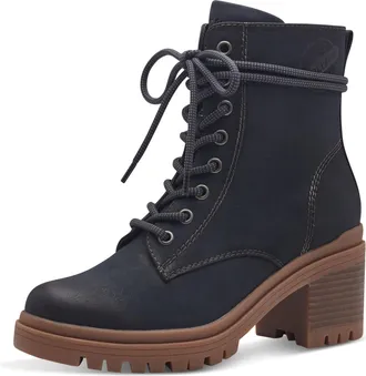 s.Oliver Damen Stiefeletten zum Schnüren mit Blockabsatz Vegan, Blau (Navy), 41 EU