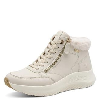 Tamaris Comfort baskets montantes femme avec fermeture &eacute;clair et fausse fourrure, Ivory, 40 EU