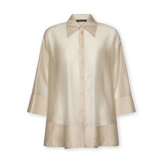 Elena Miro Organza Hemd - - Blouses & Shirts - Damen - Beige - 2XL