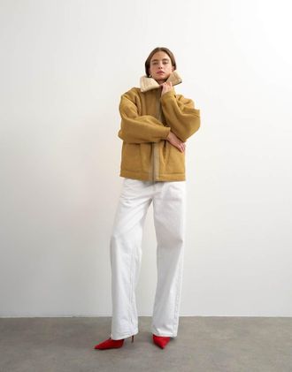 Topshop super Oversize Ovoid-Jacke in Hellbraun