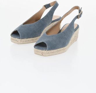 Castaner Open-Back Cotton Sandals with Raffia Sole size 39