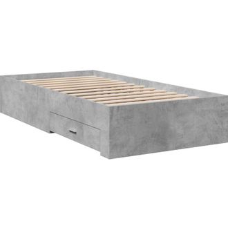 vidaXL Bettgestell mit Schubladen Betongrau 75x190 cm Holzwerkstoff Vidaxl