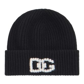 Dolce & Gabbana Strickm&uuml;tze mit Logo - - Accessories - Herren - Schwarzk - ONE SIZE