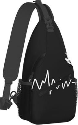 Generic Mode Sacoche Homme Bandouliere Coeur damour Infirmi&egrave;re Battement de coeur Noir et blanc Sling Bag Casual Sac &agrave; Poitrine pour &eacute;cole Homme Femme