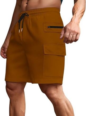 Generic Short de bain hawa&iuml;en &agrave; s&eacute;chage rapide pour homme avec poches, Orange, 3XL