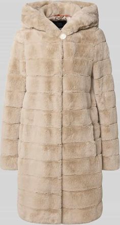 Petite M. Mantel aus Kunstfell mit Kapuze und Eingrifftaschen