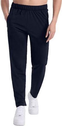 Generic Leenfort Pantalon d&eacute;t&eacute; d&eacute;contract&eacute; &agrave; taille &eacute;lastique pour homme - S&eacute;chage rapide - Avec poches zipp&eacute;es, noir fonc&eacute;, 3XL