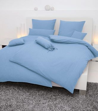 Janine Uni Seersucker 0125 Kissenbezug 40x80 cm in bleu