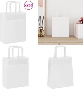 vidaXL Vidaxl - Papiertragetaschen 250 Stk. mit Henkeln Wei&szlig; 18x8x22 cm