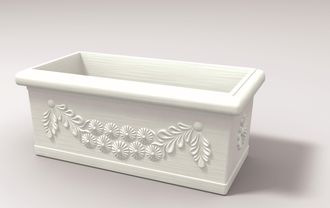 KLORIS Pflanzgef&auml;&szlig; rechteckig Festonato 80 Harz Farbe Wei&szlig; Polyethylen klassisches Design f&uuml;r den Au&szlig;enbereich 45 Liter 80 x 40 cm H&ouml;he 34 cm Made in Italy