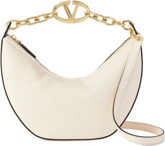 Valentino Garavani Femme, Sacs, Blanc, Taille: ONE Size Sac à bandoulière Vlogo Hobo en cuir ivoire