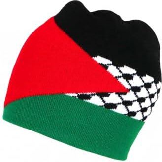 Nyls Cr&eacute;ation Bonnet Palestine Noir Drapeau Palestinien Rouge Blanc Vert en Laine - Taille Unique - Noir