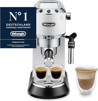 DeLonghi Dedica Style - Perfetto Kompakte Siebtr&auml;germaschine Espressomaschine mit Tasten, manuellem Milchaufsch&auml;umer f&uuml;r Espresso und Cappuccino, ESE Pad geeig