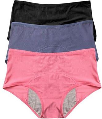 Generic Sous-v&ecirc;tements physiologiques de couleur unie pour femme - Sous-v&ecirc;tements en maille respirante - 3 pi&egrave;ces - Pantalon chaud d&eacute;contract&eacute;, PK3., XL