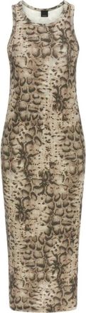 Pinko Pinko, Femme, Robes, Beige, Taille: 38 FR Abito smanicato stampa animalier