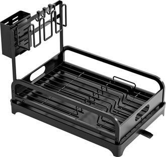 Generic Dish Drying Rack, Cups Holder Cutlery Holder Dish Rack with Drain Board for Kitchen Counter Dish Drainer Tray