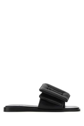 Boyy Puffy Leather Slipper - Black