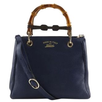 Gucci Pre-owned Bamboo Shopper Small Calfskin 2way Bag - Femme - Pre-owned - Bleu - Taille: ONE Size