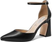 Queen Helena ZM9957 Chaussures à talons à bout fermé pour femme, Noir, 39 EU