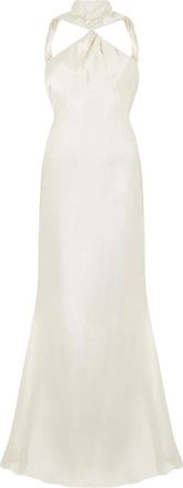 The Attico Femme, Robes, Blanc, Taille: 38 FR Long satin dress