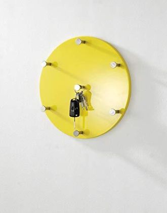Haku Möbel Wandgarderobe Chrom, gelb, MDF, Metall - Maße: T 5 cm x Ø 35 cm, Style: Modern