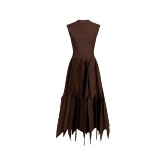 A.W.A.K.E. Robe midi sans manches &agrave; carreaux en laine m&eacute;lang&eacute;e