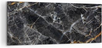 Arttor Wandbilder Dekoration Wohnzimmer Marmor Stein Schwarz Panorama Bilder auf Leinwand 120x50cm Leinwandbild Schlafzimmer K&uuml;che Wand Kunstdruck Art Gro&szlig; W