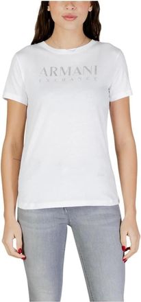 A|X Armani Exchange Femme, Tops, Blanc, Taille: 44 FR T-shirt &agrave; Manches Courtes et Col Rond