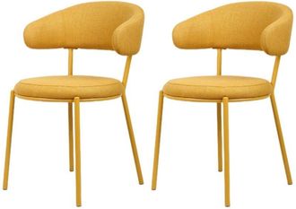Mobili Rebecca Mobili Rebecca - Stühle Rebecca Mobili Dablen 80,5x47,5x57,5 Polyestergewebe Stahl Gelb Modern set 2 Stück