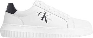 Calvin Klein Baskets Cupsole Homme Chunky en Cuir, Blanc (Bright White/Black), 45