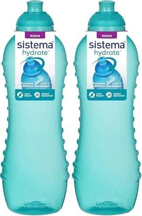 Sistema Twist n Sip Squeeze Gourde sport | Gourde &agrave; eau &eacute;tanche | 620 ml | Sans BPA | Couleurs Assorties (Lot de 2)