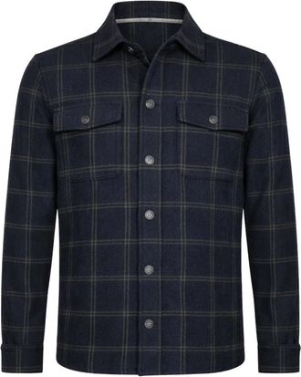 R2 Amsterdam Check Overshirt - - Jackets - Herren - Blau - 3XL