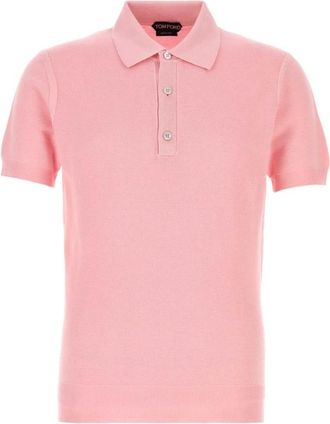 Tom Ford Homme, Tops, Rose, Taille: L Polo en piqu&eacute; de soie et coton