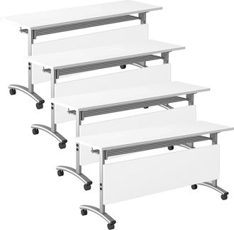 Generic Mobiler Klapptisch, tragbarer Konferenztisch mit Rollen f&uuml;r Lernen, Arbeiten und Veranstaltungen. Inklusive Sichtschutzwand f&uuml;r mehr Privatsph&auml;re