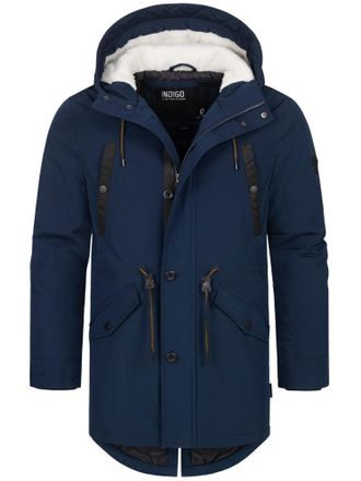 Indicode Herren INBenicio Parka mit gef&uuml;tterter Kapuze & Teddyfell-Futter | Winterjacke Winterparka M&auml;nner Navy, XXL