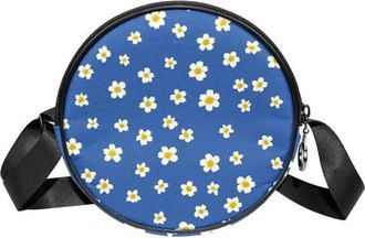 Generic Sac &agrave; bandouli&egrave;re rond pour femme, sac &agrave; bandouli&egrave;re avec fermeture &eacute;clair et bretelles r&eacute;glables - Style d&eacute;contract&eacute; - Motif fleurs