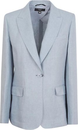 Max Mara Femme, Vestes, Bleu, Taille: 36 FR Linen Blazer