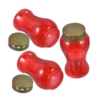 BESPORTBLE 3 St&uuml;ck pack LED Grabkerzen Elektrisch Flackernd Rot Kunststoff ohne Batterie f&uuml;r Garten und Andacht