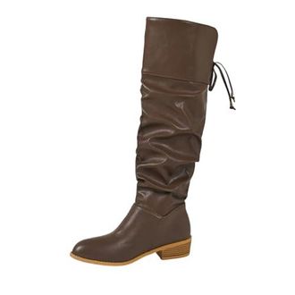 Generic Bottes montantes au genou pour femme - Talon bloc &eacute;pais - Confortables - &Eacute;l&eacute;gantes et d&eacute;contract&eacute;es - Couleur unie - Bottes d&eacute;quitation &agrave; enfiler - Au
