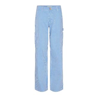 Sofie Schnoor Blaue Cargo Hose mit Gestreiftem Muster - - Trousers - Damen - Blau - XL