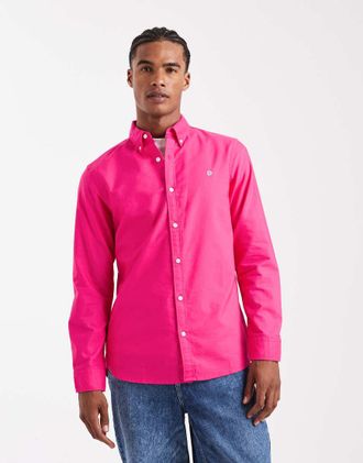Superdry Classic - Lang&auml;rmliges Oxford-Hemd in Magenta-Pink-Rosa